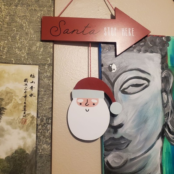 Unknown | Holiday | Santa Stop Here Sign Brand New Santa And Arrow ...